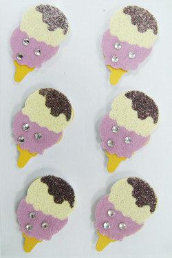 girls Lovable Fuzzy Stickers ice cream Style 3D Fuzzy For Children