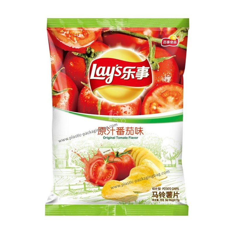 Custom Printed Potato Chip Packaging Pouch , Recyclable Middle Sealed Bag