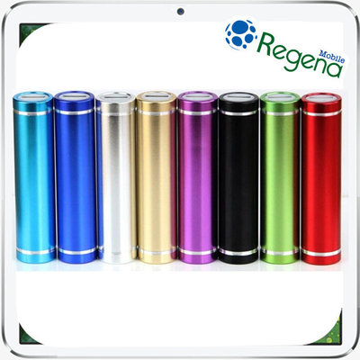 2600MAH Cylinder mobile phone accessories Power Bank / Lipstick Power Bank in Golden , Silver , Purple