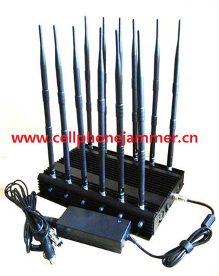 12-band Jammer GSM DCS Rebolabile 3G 4G WIFI GPS and RF Bugs from 130 to 500 Mhz cell phone signal jammer