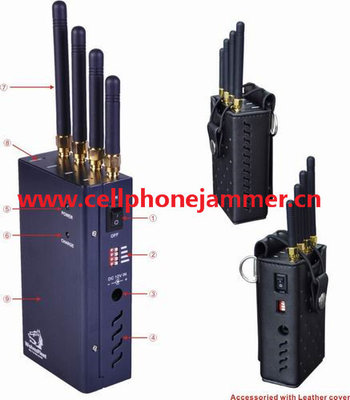 Handheld Cellphone GPS Jammer 3Watts output power + four Antennas