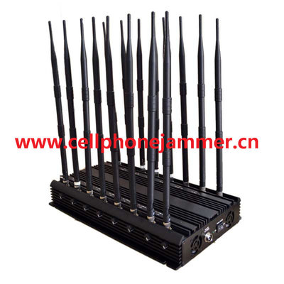 Adjustable 16 Antennas Powerful 3G 4G Phone Blocker &WiFi UHF VHF GPS L1/L2/L5 Lojack All Bands Signal Jammer
