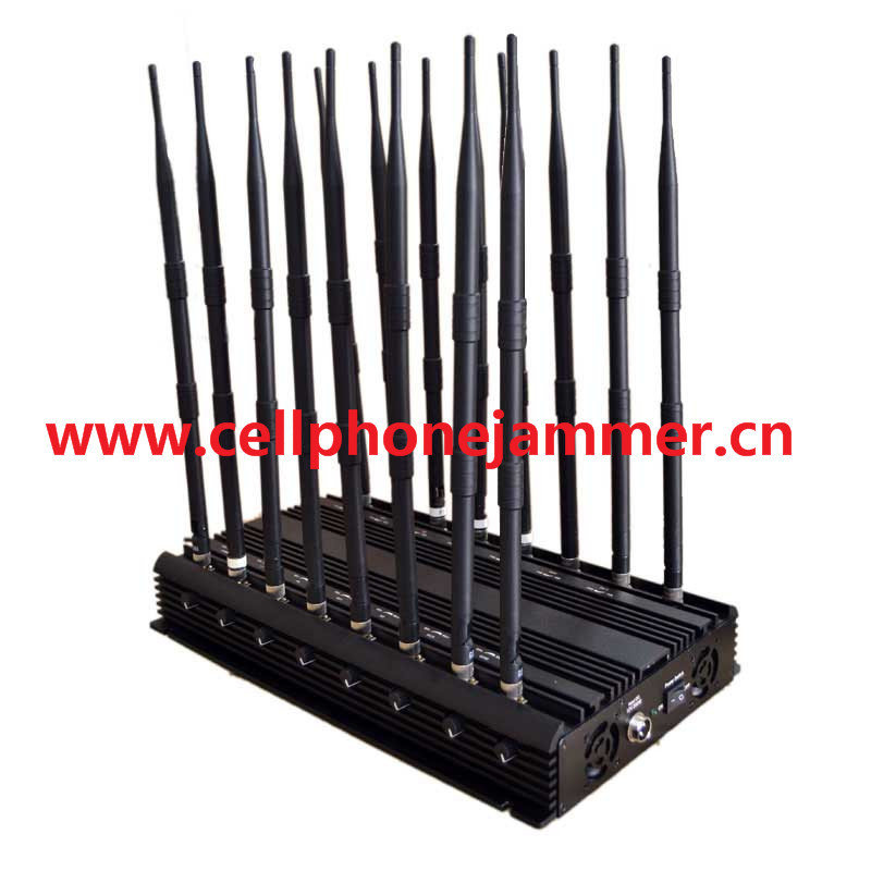 Adjustable 16 Antennas Powerful 3G 4G Phone Blocker &WiFi UHF VHF GPS L1/L2/L5 Lojack All Bands Signal Jammer