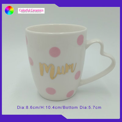 Mother'S Day Decal Promotional Ceramic Coffee Mugs With Heart Handle