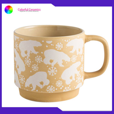 Custom Logo Silkscreen Coffee Mugs Stone Ware Food Contact Safe 400ml Capacity