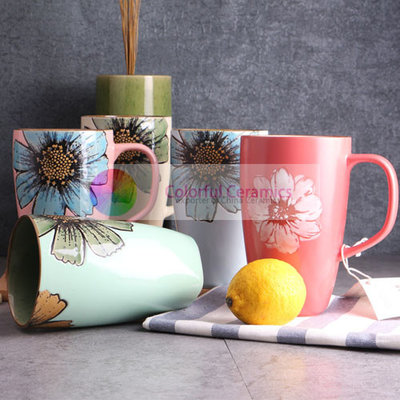 550ml Hand Painted Ceramic Coffee Mugs Personalized Tall 9cm*14.8cm