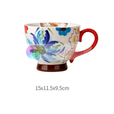 400ml Diy Hand Painted Coffee Mugs Unique Design With Foot Stand