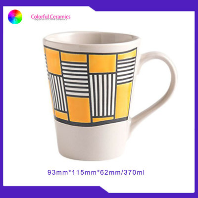 Handprinting V Shape Silkscreen Coffee Mugs Ceramic Travel Coffee Mugs
