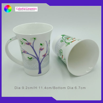 Straight Custom Ceramic Coffee Mugs Hand Painting Love Tree Pattern