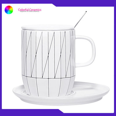 Nordic Geometry Custom Printed Ceramic Coffee Mugs 400ml Capacity
