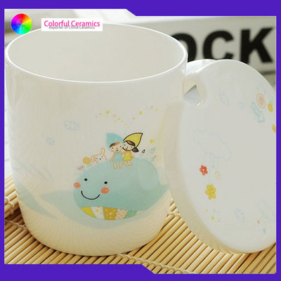 European Style Personalised Fine Bone China Mugs Children Drinking With Lid