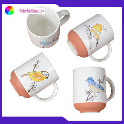Breakfast Milk Hand Painted Ceramic Coffee Mugs 490ML For Simple Life