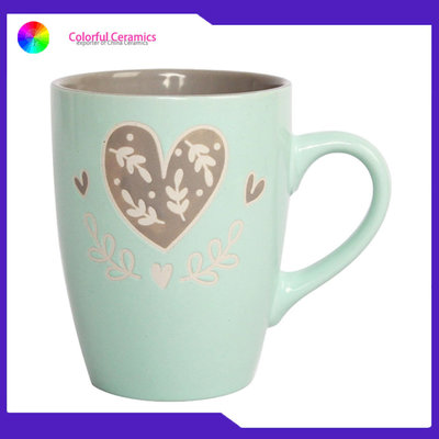 Silkscreen 340ml Handmade Stoneware Mugs Ceramic Coffee Cup Valentine's Day Gift