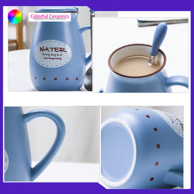 Glazed Custom Ceramic Coffee Mugs Lid Porcelain Dinnerware Sets Long Lifespan