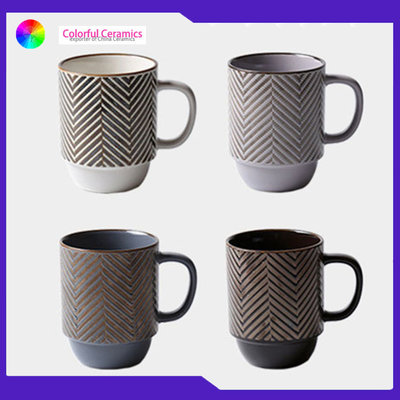Metallic Glaze Stackable Coffee Mugs , Personalized Coffee Cup Tableware Set