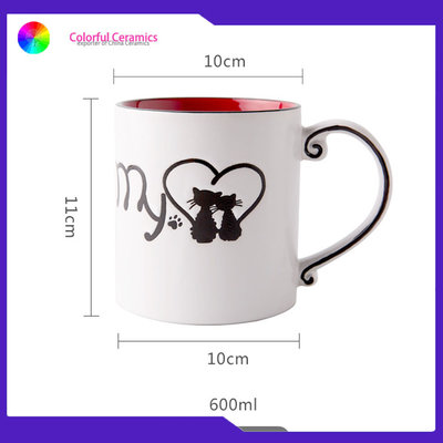 Handprinted Bone China Coffee Cups 600ml Nordic Ceramic With Photo Printing