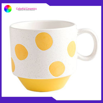Custom Coffee Cups Handmade Stoneware Mugs Set Sesame Glaze Silkscreen 455ml