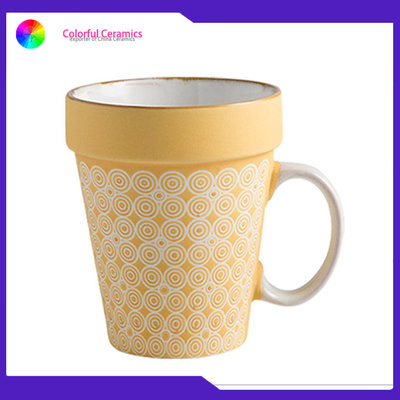 Nordic Style Screen Printed Ceramic Coffee Mug Breakfast Cutlery 485ml Cups