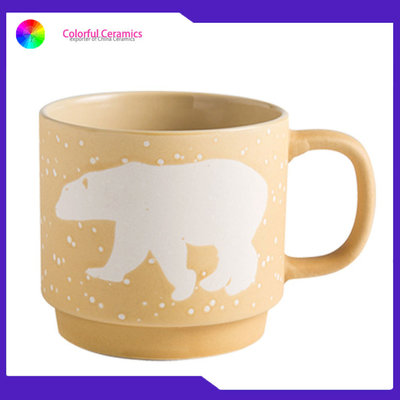 Custom Logo Silkscreen Coffee Mugs Stone Ware Food Contact Safe 400ml Capacity