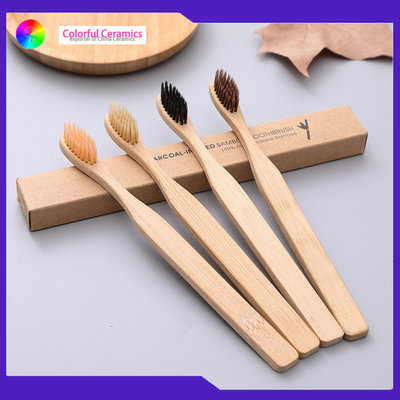 FDA Approved Bamboo Charcoal Toothbrush Homestay Wood Soft / Medium Bristle