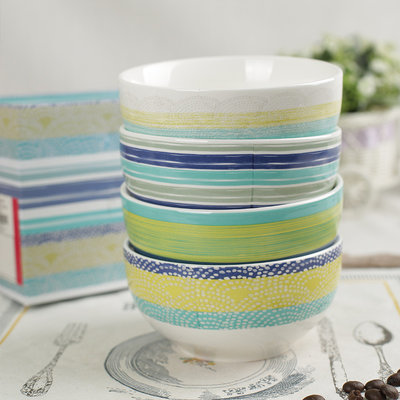 Ceramic Tableware Strip Set Soup Bowl Mug Noodle Plate Food Contact Safe