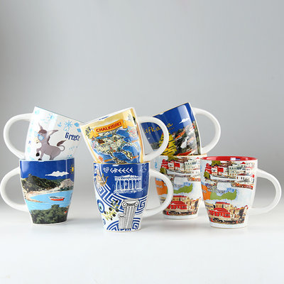 Microwave Safe Custom Ceramic Coffee Mugs Lead / Cadmium Free With Spoon