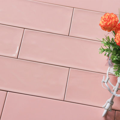 De decoratieve Roze Ceramische Badkamersmuur betegelt 4 X12-Verglaasde Metrotegel