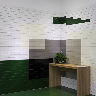 De badkamers verglaasde tegel van de decoratie ceramische muur in groene kleurenfamilie
