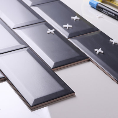 3x6 Glazed Ceramic Wall Tile Beveled Matt Surface Pure Black Subway Tile