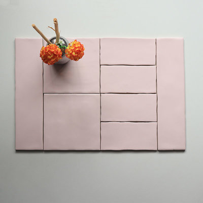 Glanzende Verglaasde Onregelmatige Roze Ceramische de Muurtegel van de Rand Binnendecoratie