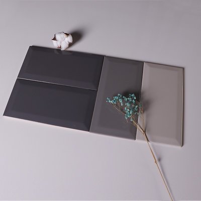 10x20Cm Verglaasde Zuivere Grey Color Ceramic Beveled Subway-Tegel voor Badkamers