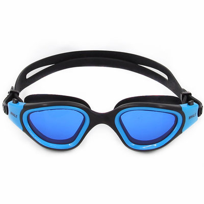Fashion Panoramic Silicone Swimming Goggles with Blue Mirrored Lens