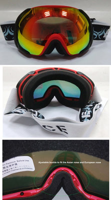 Eco amistoso refresca gafas del embarque de la nieve del espejo con la hebilla ajustada de la nariz