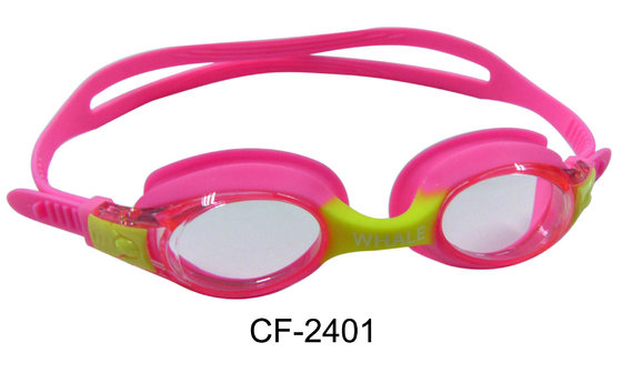 Máscara anti de la nadada de los niños de las gafas de la natación de la niebla de la PC del silicón verde de la lente con el CE ISO