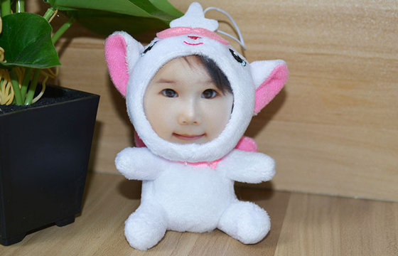 Il gatto della peluche farcito fronte di bianco 10CM DIY 3D ha farcito le bambole con i fronti della foto