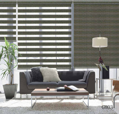 100% Polyester Home Decoration cordless zebra blind and shade motorized
