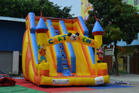 0.55mm PVC Fireproof Tarpaulin Commercial Inflatable Slide Yellow