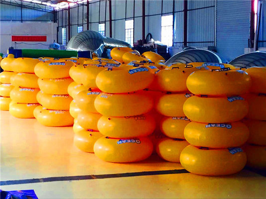Yellow Inflatable Water Toys , PVC Customized Swimming Ring