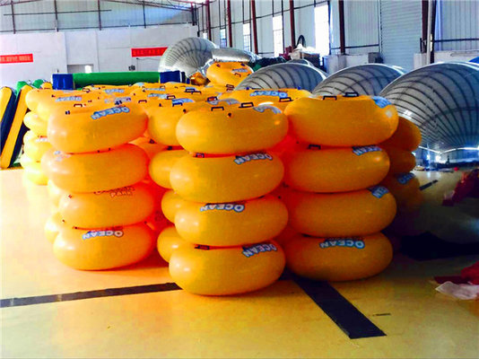 Yellow PVC Inflatable Water Toys Small Swimming Ring For Three People
