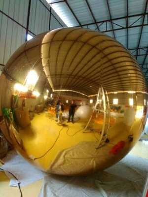 Round Golden PVC Inflatable Mirror Ball Double / Triple Stitches