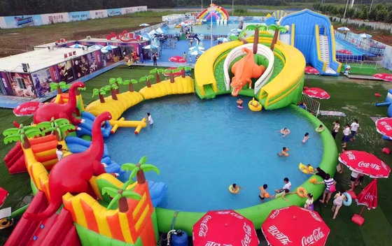 Longue rampe de sports de l'eau superbe gonflable gonflable bleue de jeux pour le jeu extérieur