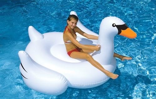 Giant Entertainment Swan Inflatable Swim Ring For Family , School