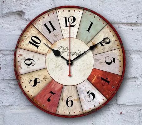 12in Creative 3D The Mediterranean antique style Wooden digital decorative wall mounted cl
