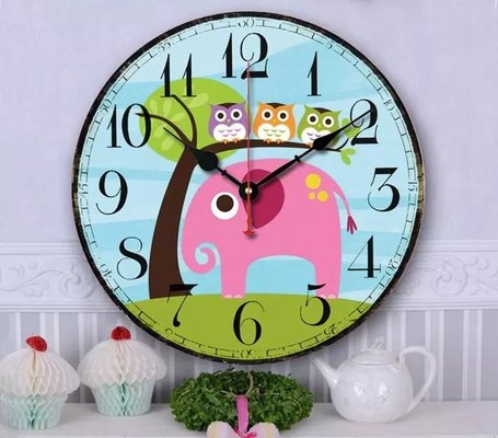 2016 Top Fashion 12in Europe antique style Creative Round Wooden digital decorative wall