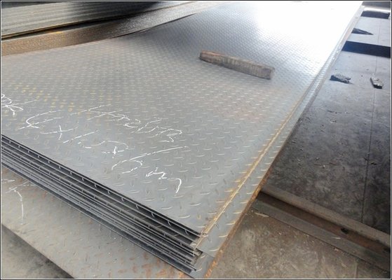 Structural Mild Steel Diamond Metal Plate , Anti Slip ASTM Checkered Plate Steel