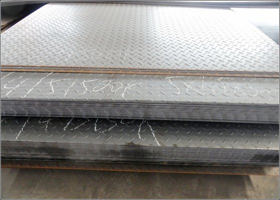 Structural Mild Steel Diamond Metal Plate , Anti Slip ASTM Checkered Plate Steel