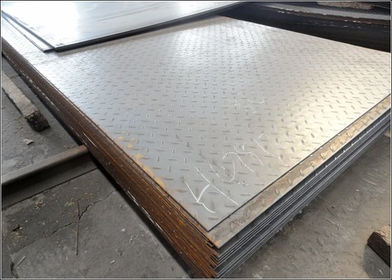 A36 Checkered Steel Plate with Black / Galvanizing Surface Custom Size