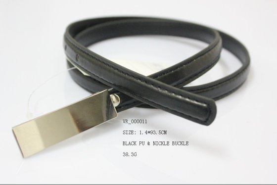 Black PU cloth belt for women / 1.4cm ladies waist belt , shinny gold nickle Buckle