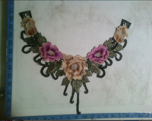 Delicate flower embroidery neck cotton collar for summer dresses