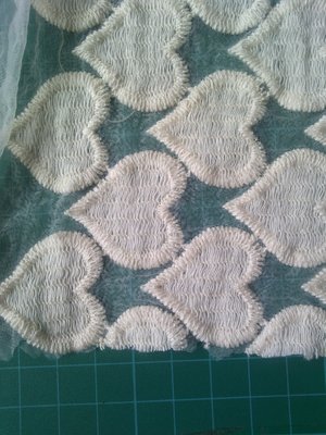 Water Soluble embroidered organza Lace Fabric width 125cm with heart pattern